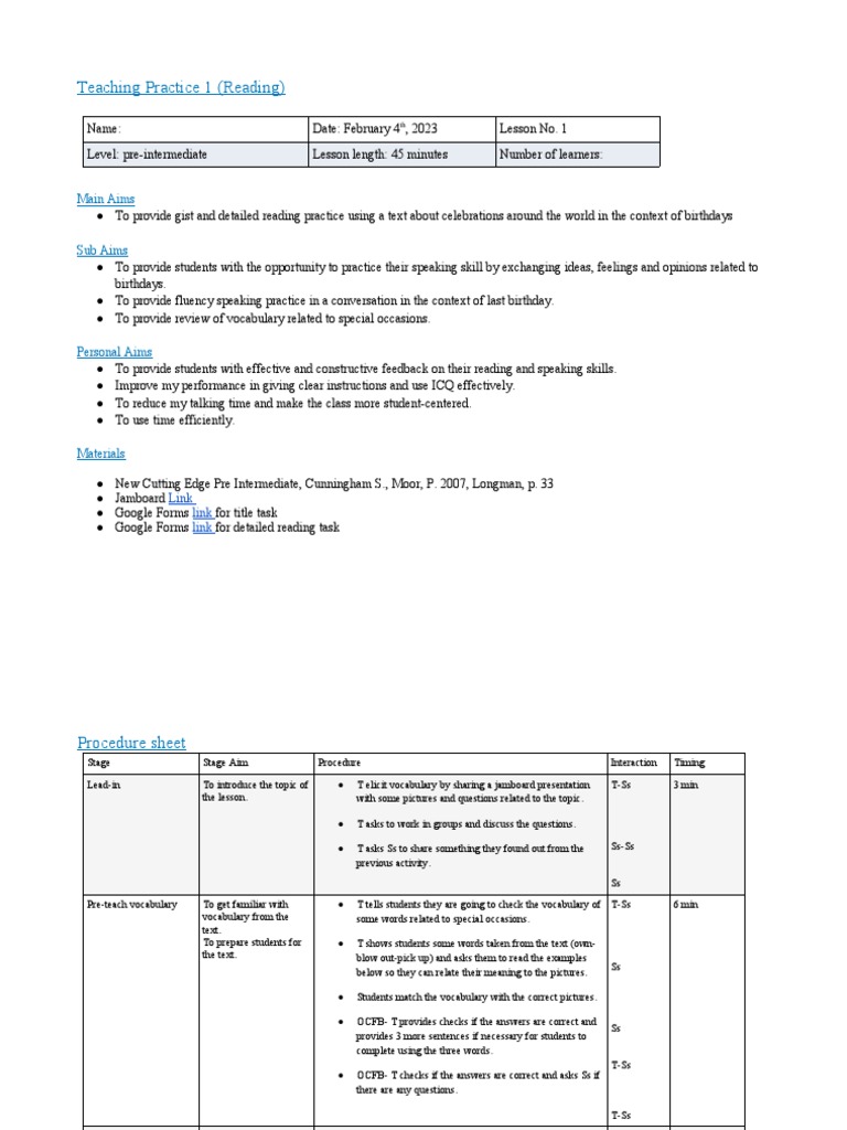 LP1 Reading CELEBRATIONS | PDF | Vocabulary | Learning