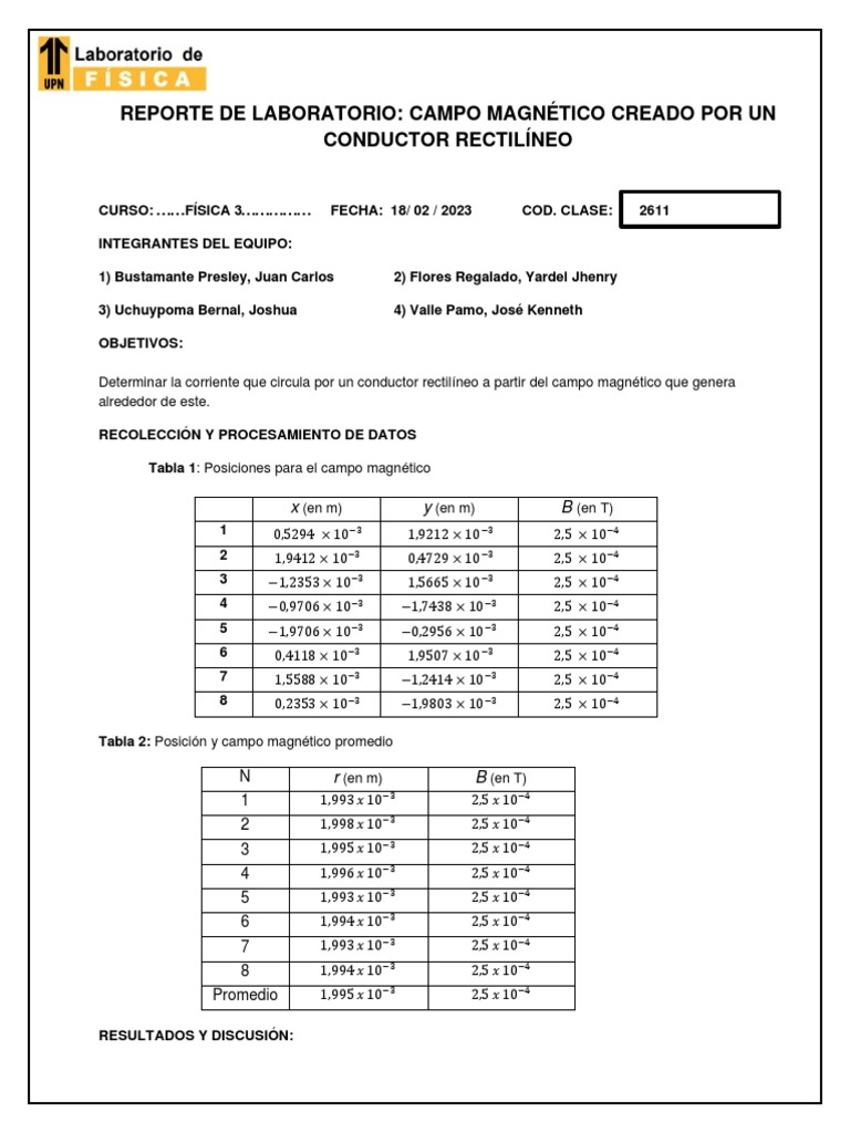 11 Virtual Reporte Campo Magnético Creado Por Un Conductor Rectilíneo ...