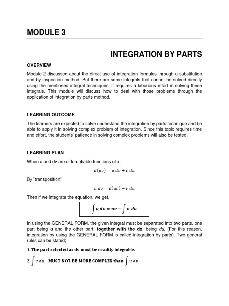 Integral Calculus Module 3 Pdf Integral Analysis