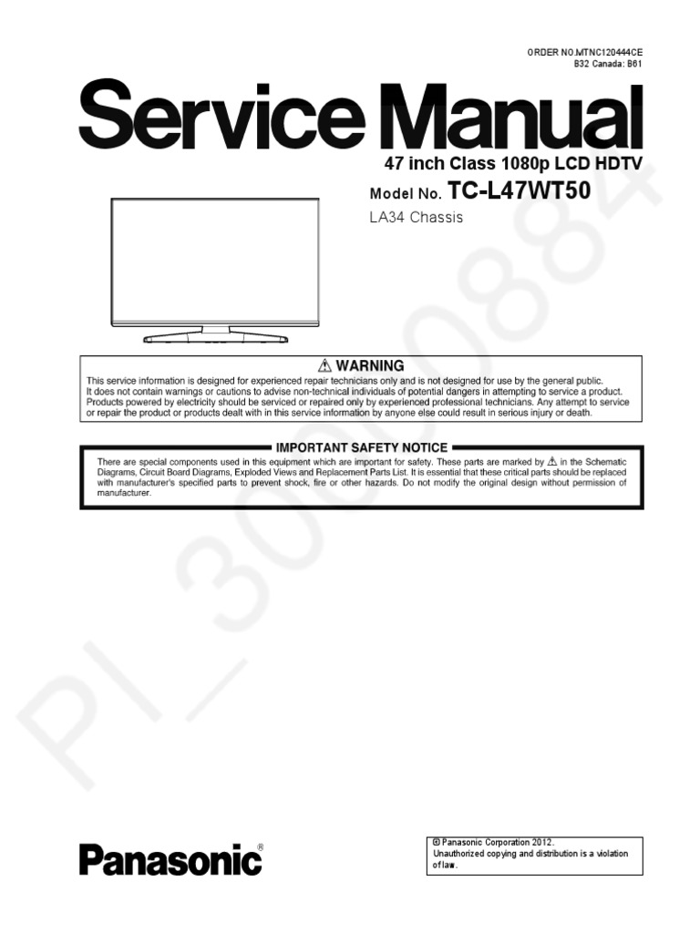 Panasonic Tc-l47wt50 Chassis La35 | PDF | Electrostatic Discharge | Electricity