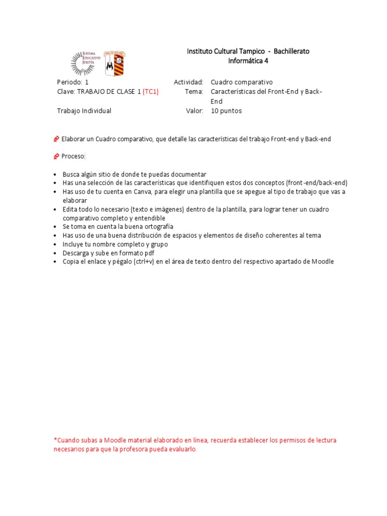 TC1 Características de Front-End y Back-End - Cuadro Comparativo | PDF