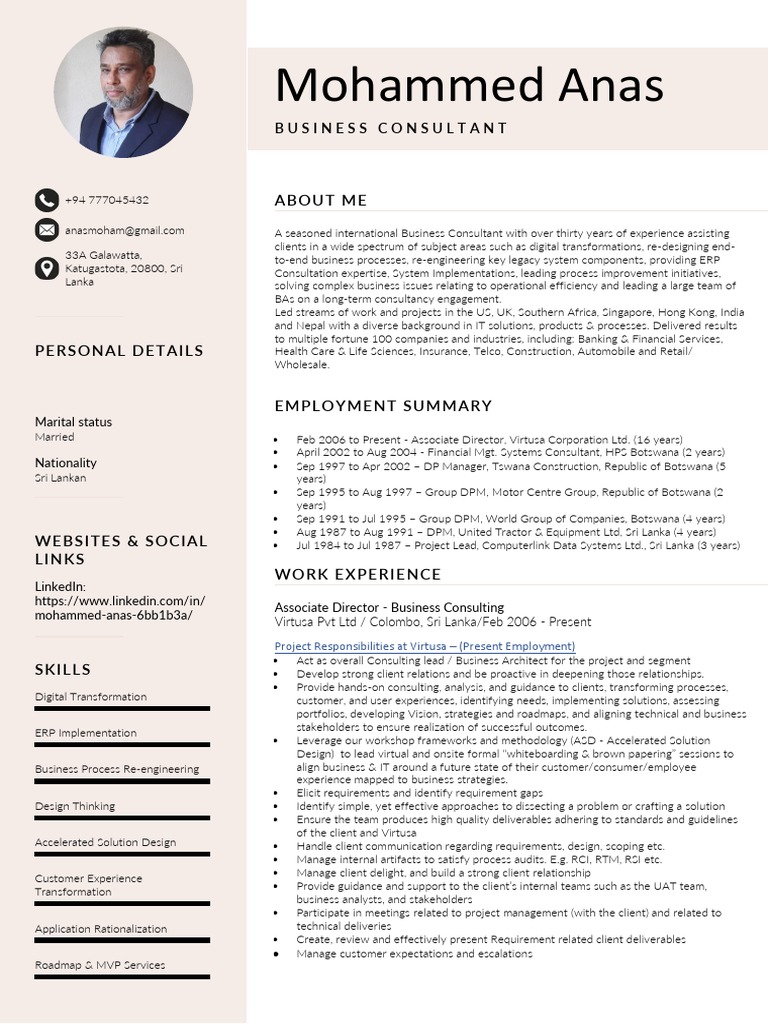 Resume Mohammed Anas 9-16-2022 | PDF | Consultant | Enterprise Resource ...