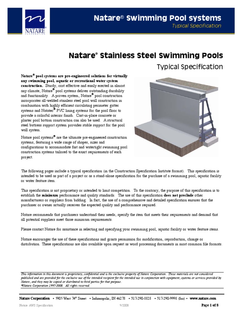 962 - Natare Stainless Steel Pool Specification | PDF | Specification ...