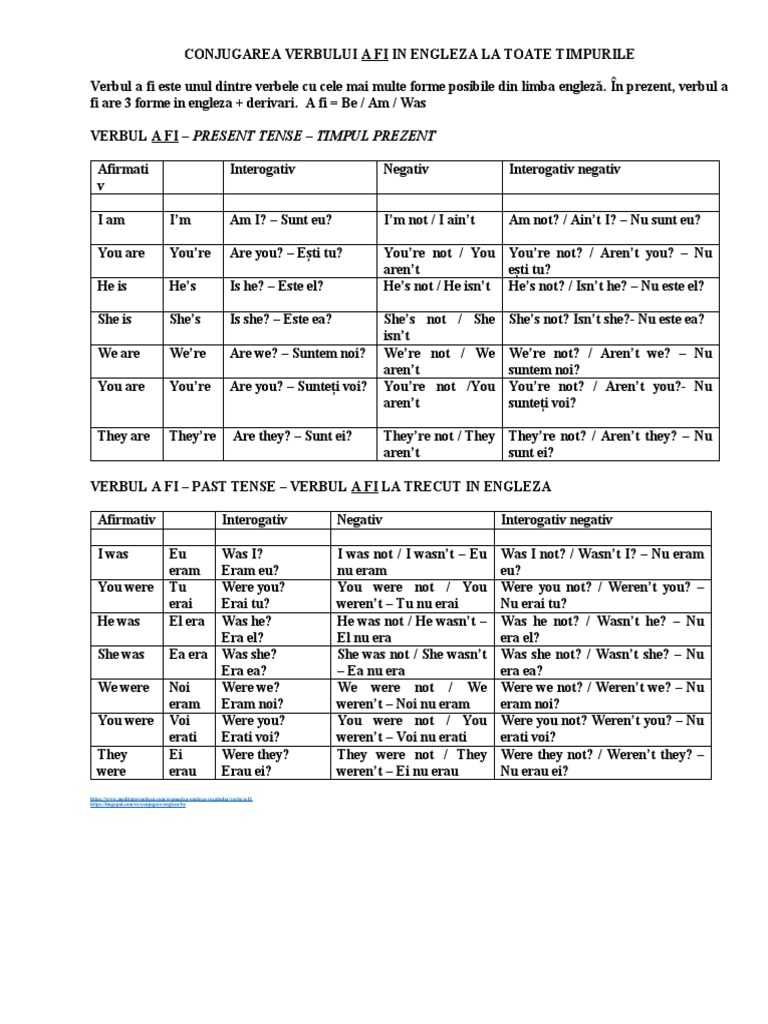 Verbul To Be | PDF | Linguistics