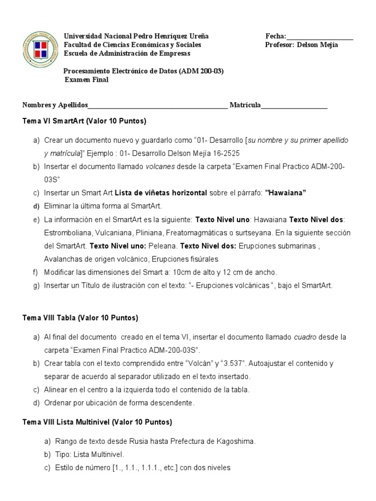 02 Examen Final Practico Word | PDF | Tipos de erupciones volcánicas