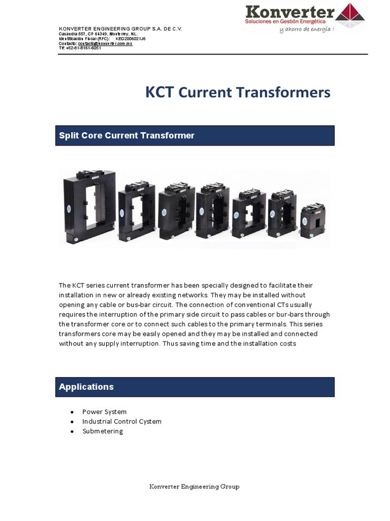 KCT Cuerrent Transformer - Technical Data - 2020 - EN | PDF | Transformer | Electronics