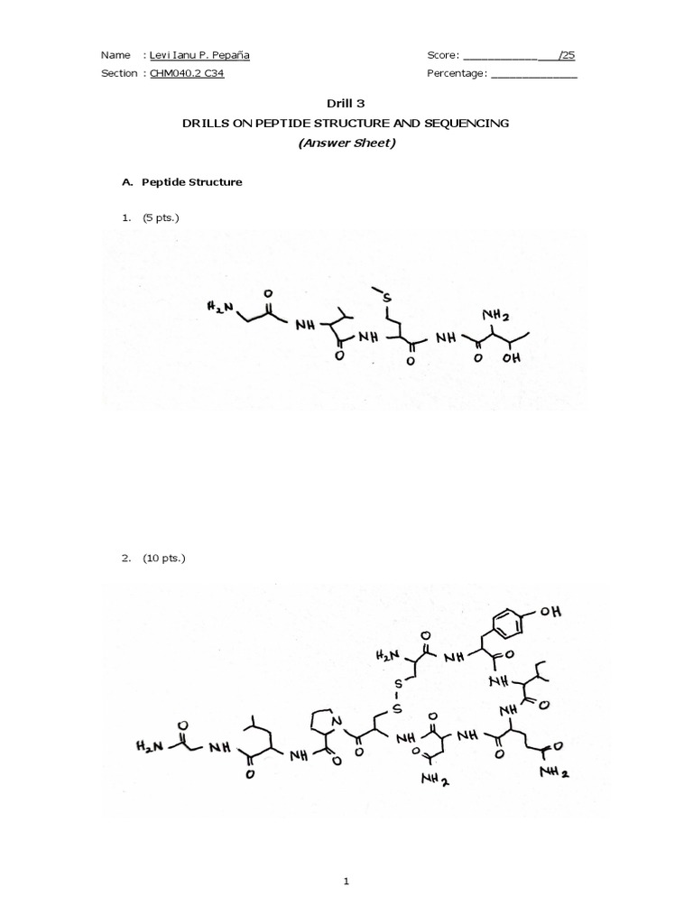 Peptide Structure and Sequencing Drills | PDF