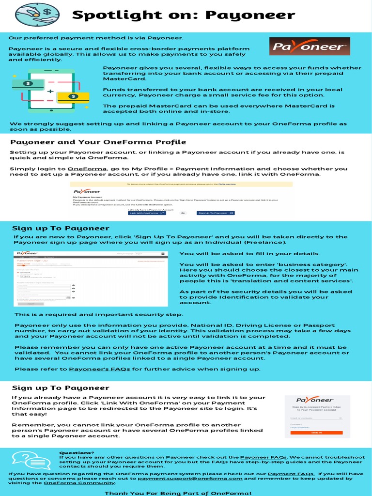 Setting Up Payoneer | PDF | Master Card | Applications Of Cryptography