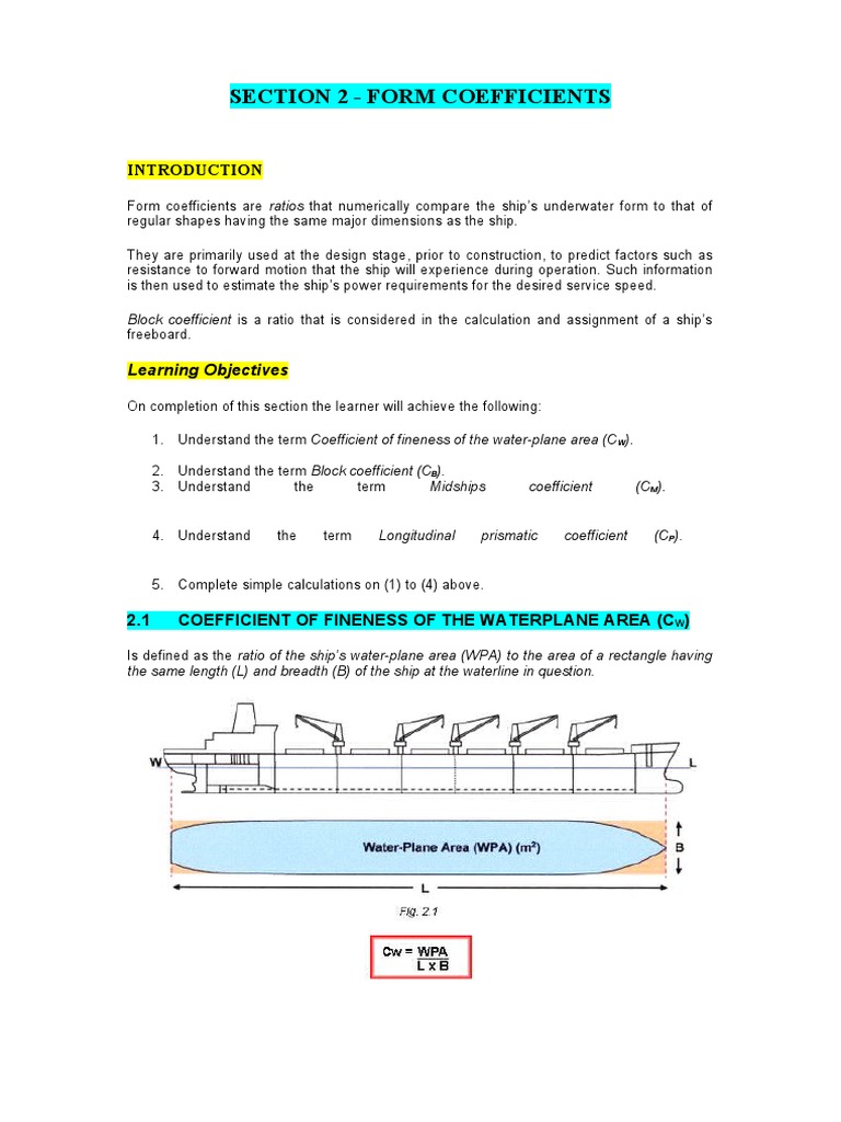 Chapter 02 - Form Coefficients | Download Free PDF | Hull (Watercraft ...
