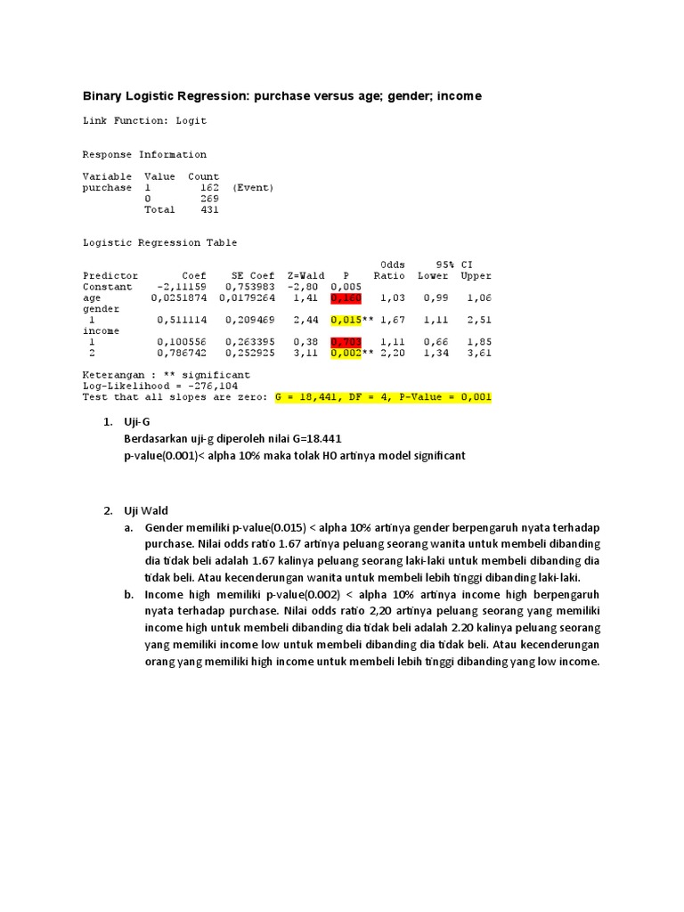 Interpretasi Logistic Regression | PDF