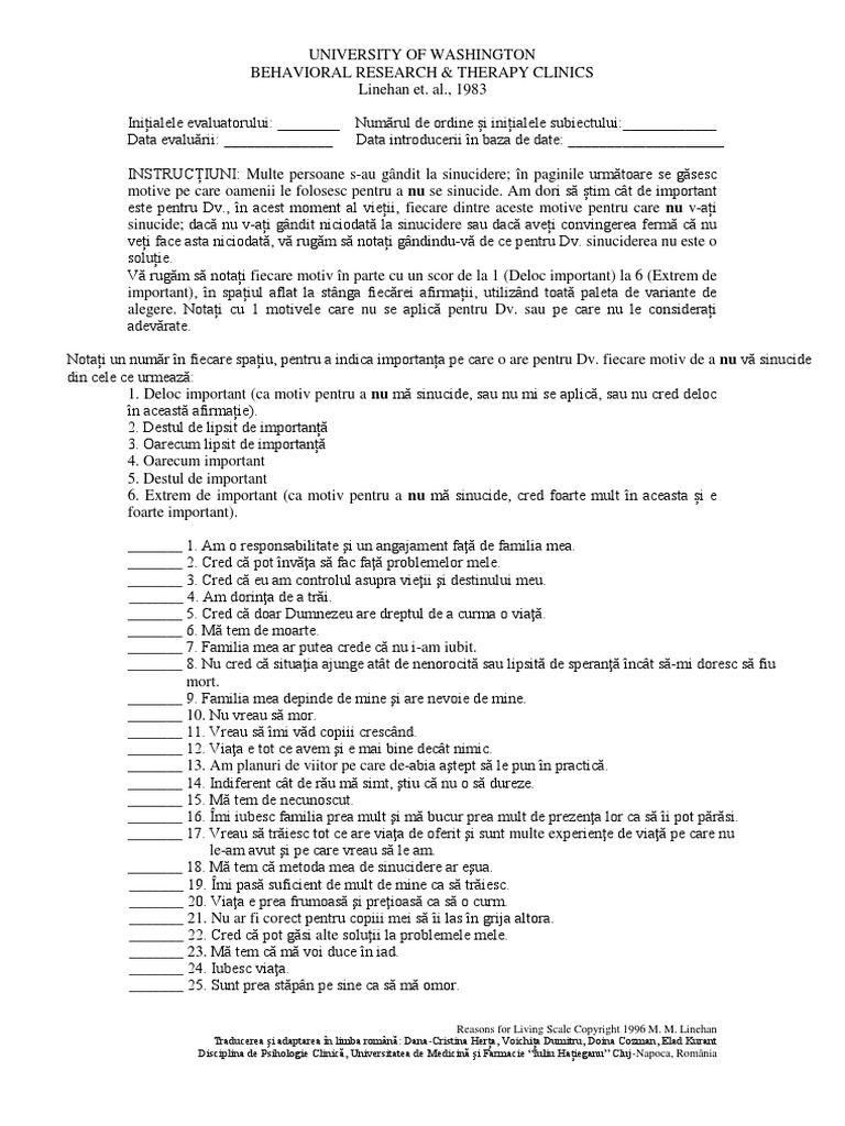 RLF Scale ROMANIAN Translation | PDF