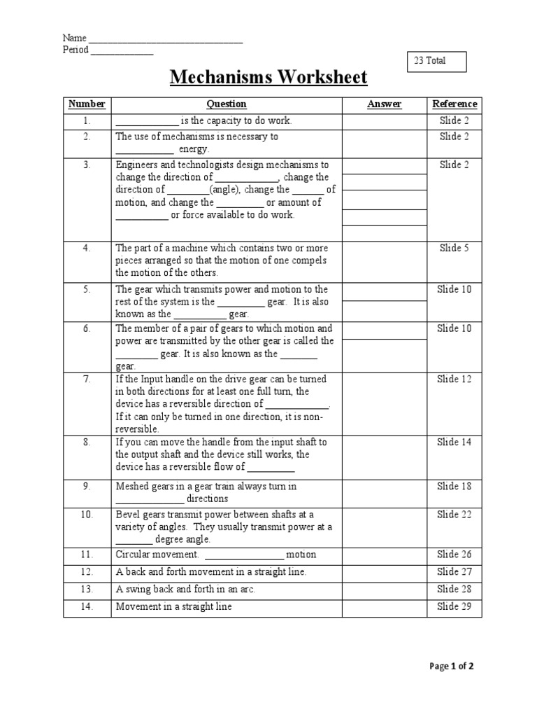 Mechanism Questions-64f348 (1) | PDF | Gear | Machines