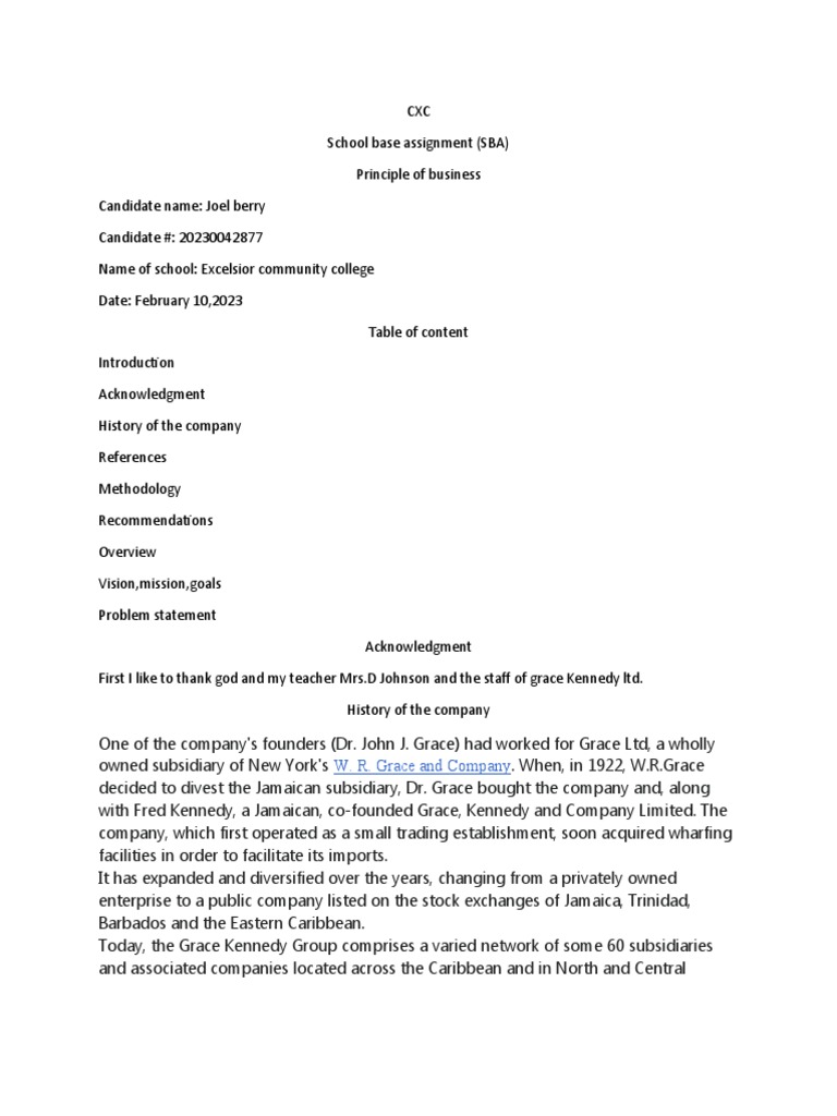 W. R. Grace and Company | PDF | Business | Economies