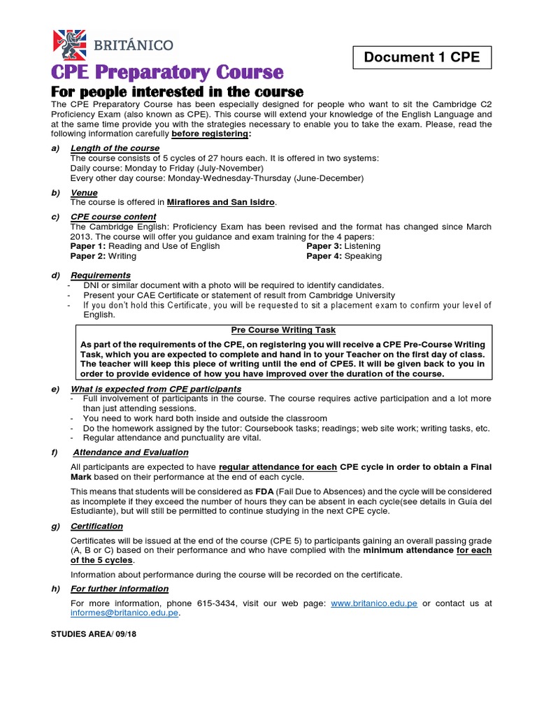 Document 1 For People Interested in The Cpe Course | PDF | Educational ...
