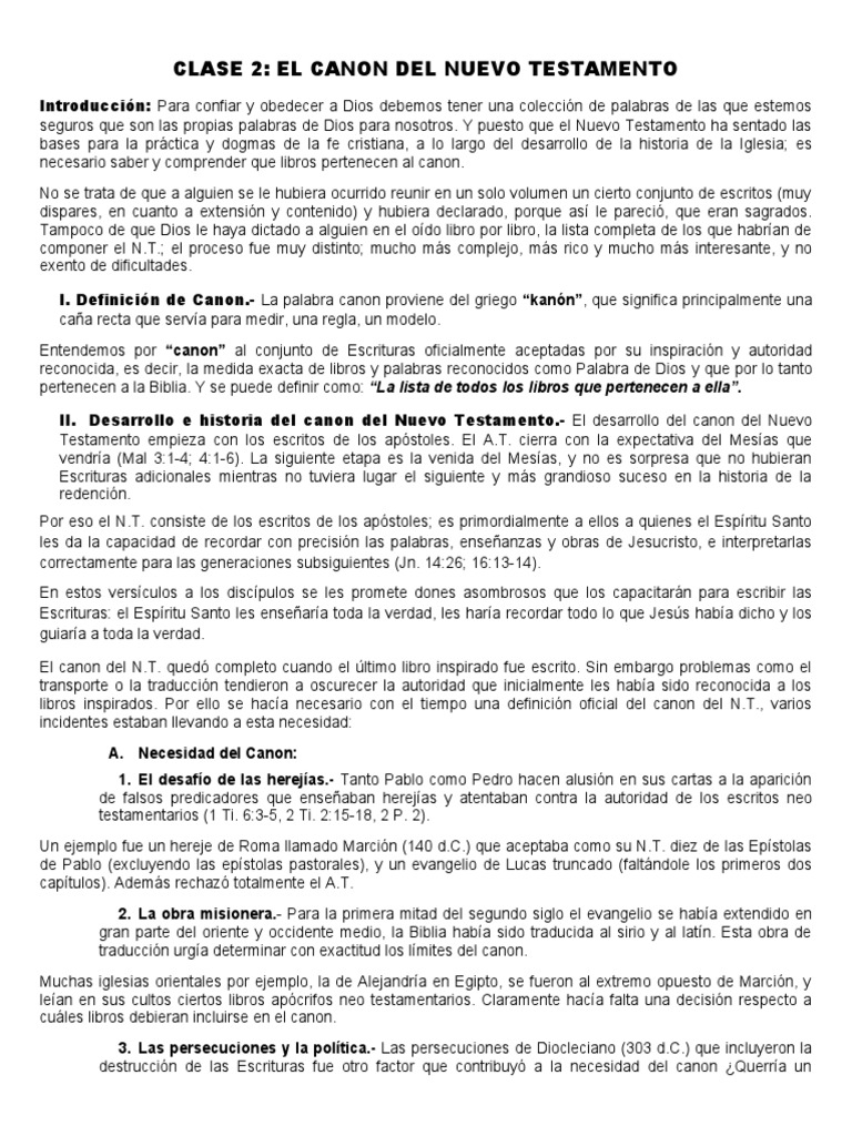 Clase 2 E Canon Del NT | PDF | Canon bíblico | Biblia