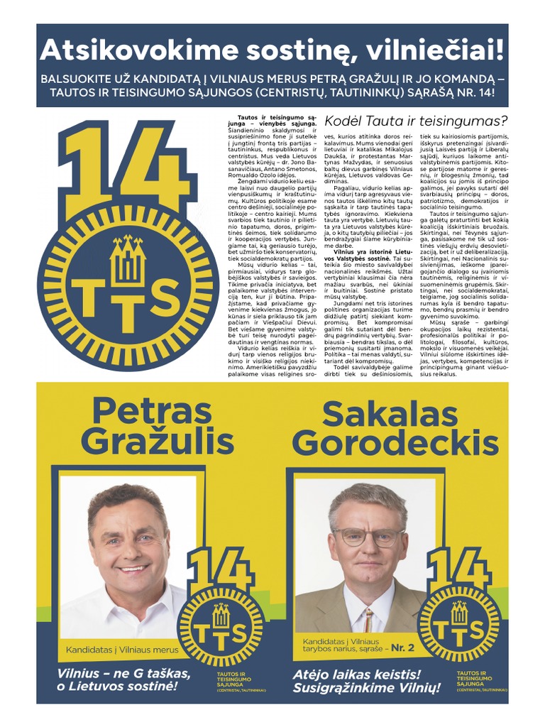 Tautos Ir Teisingumo Sąjunga (Centristai, Tautininkai), Vilniaus ... Tautos Ir Teisingumo Sąjunga (Centristai, Tautininkai), Vilniaus ...