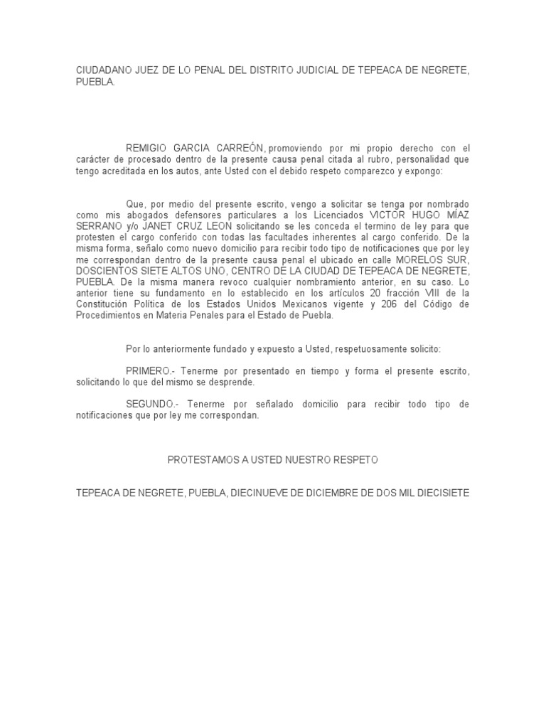 Designación Abogado Defensor | PDF