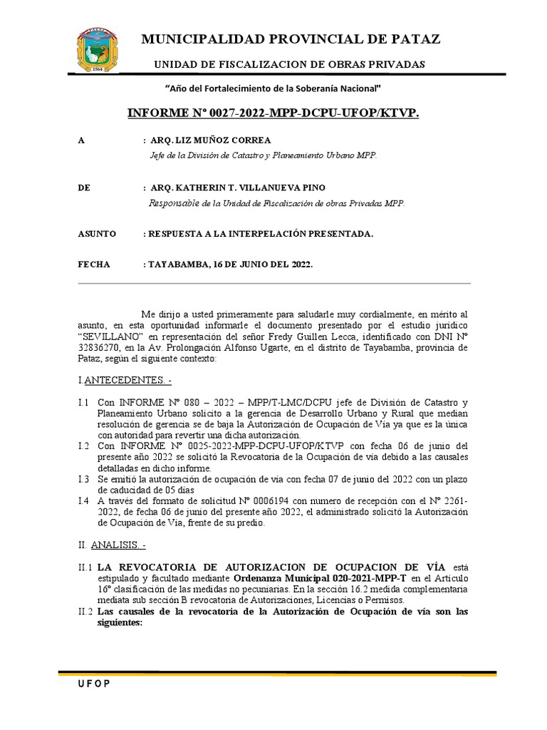 Informe #0027 Justificacion de Nulidad de Autorizacion | PDF