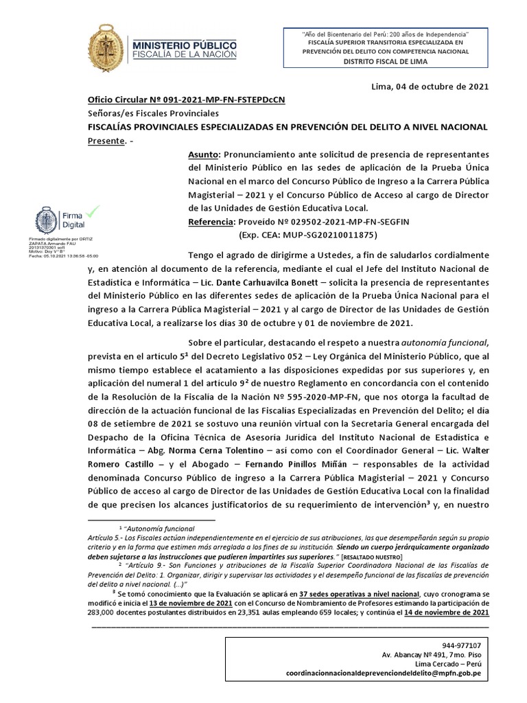 OFICIO CIRCULAR #091-2021-MP-FN-FSTEPDcCN. (1) (F) (F) (F) | PDF ... OFICIO CIRCULAR #091-2021-MP-FN-FSTEPDcCN. (1) (F) (F) (F) | PDF ...
