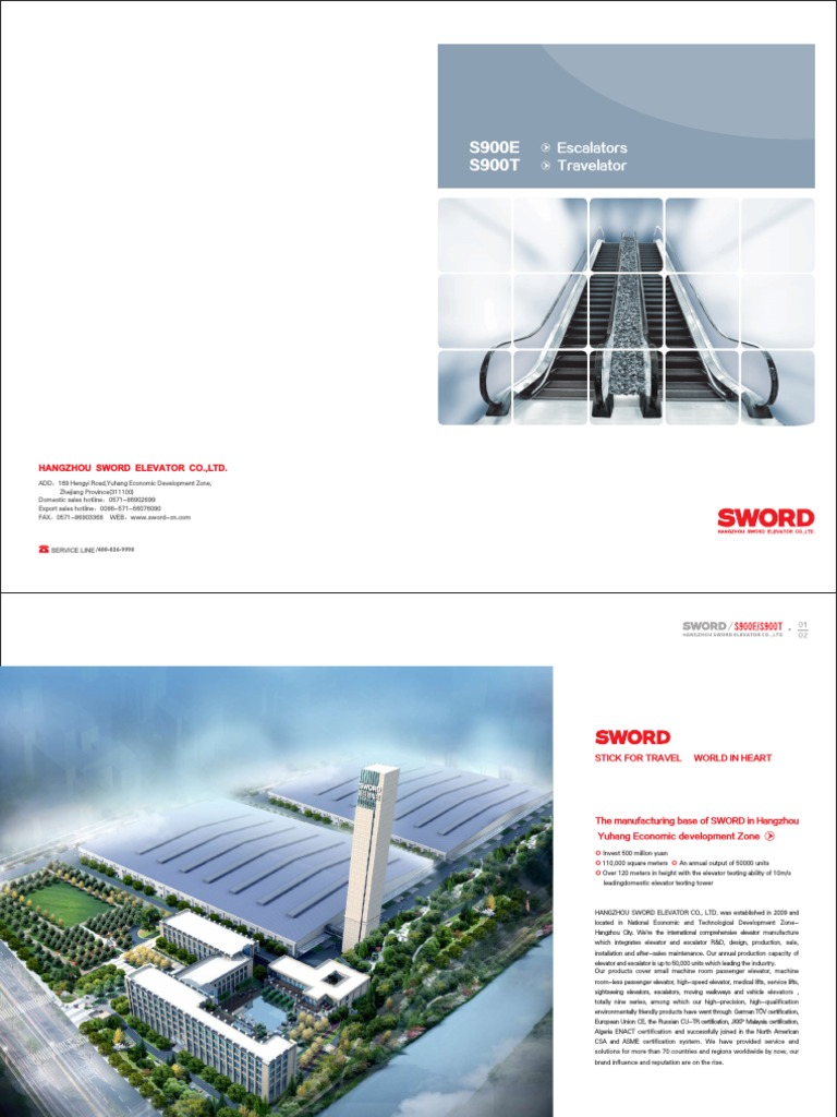 SWORD Escalator Travolater S900E S900T Giantliftslimited | PDF | Escalator | Elevator