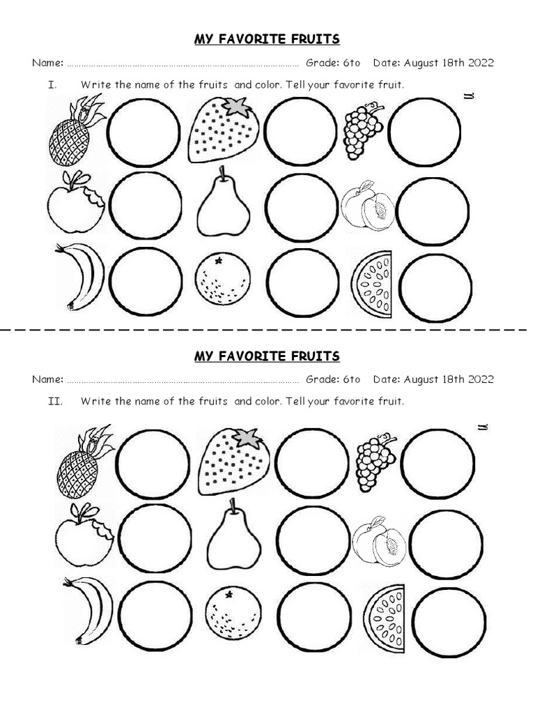 My Favorite Fruits | PDF | Games & Activities | Art