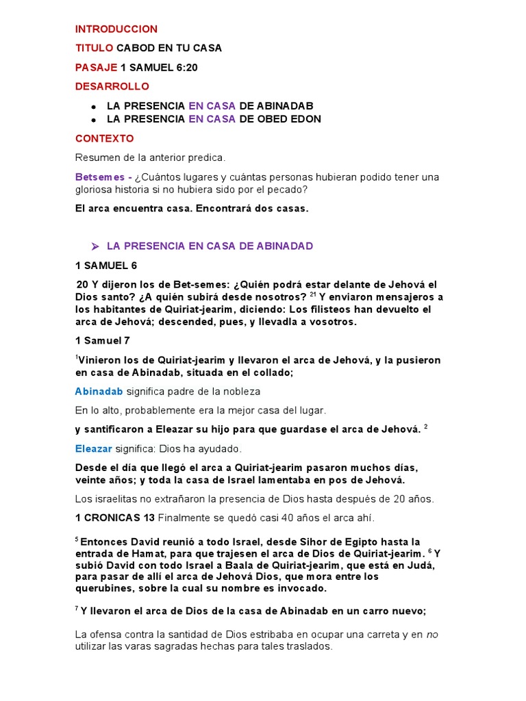 Cabod en Tu Casa | PDF | Arca de la Alianza | David