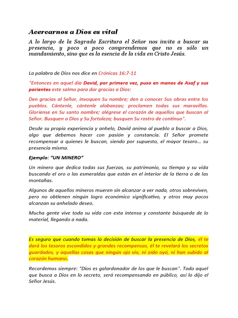 Acercarnos A Dios Es Vital | PDF | Dios | Creencia religiosa y doctrina