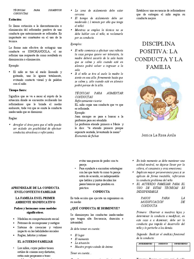 Triptico - Padres - Manejo Conductual | PDF | Comportamiento | Reforzamiento