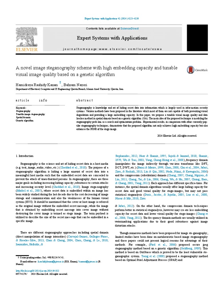 Expert system tunable visual quality steganography GA | PDF | Data ...