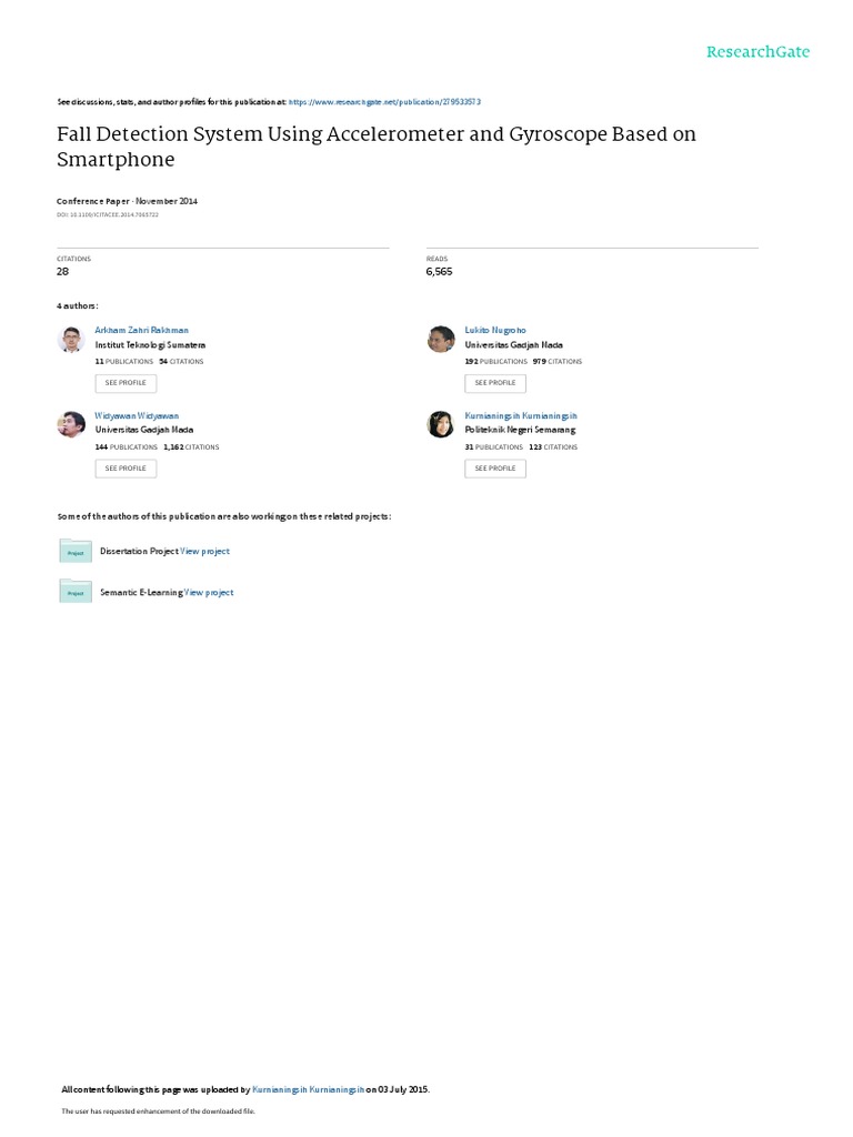 Fall Detection System Using Accelerometer And Gyroscope Based On Smartphone Pdf