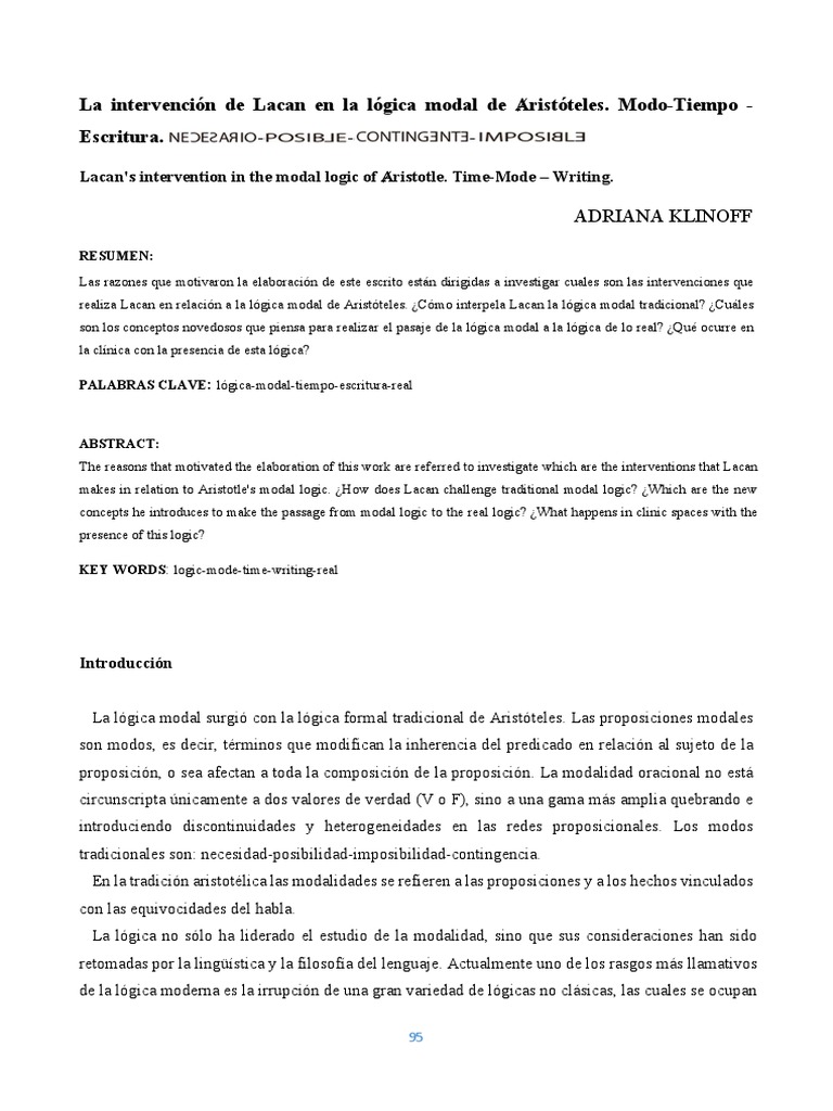 La Intervención de Lacan ADRIANA KLINOFF | PDF | Verdad | Jacques Lacan