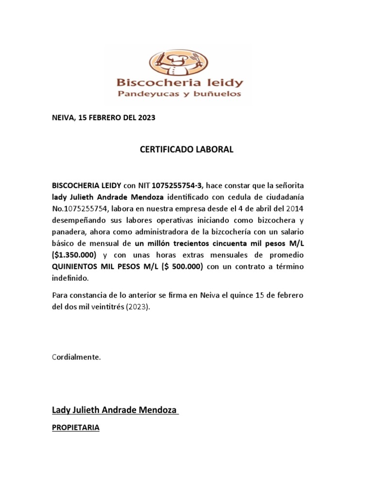 Carta Laboral. | PDF