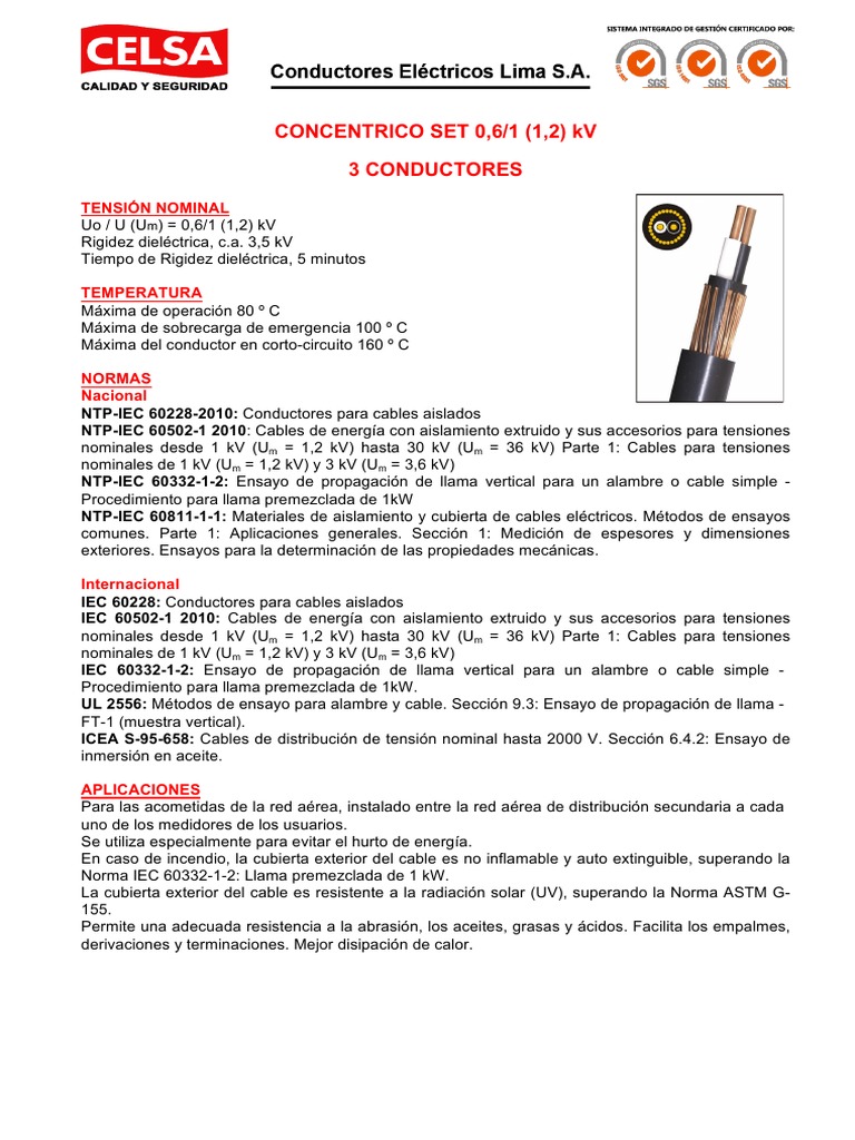 A1. 4. Concentrico SET 3 Cond. | PDF | Conductor electrico | Naturaleza