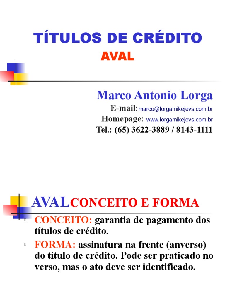 aval | PDF | Cheque (banco) | Lei das Obrigações