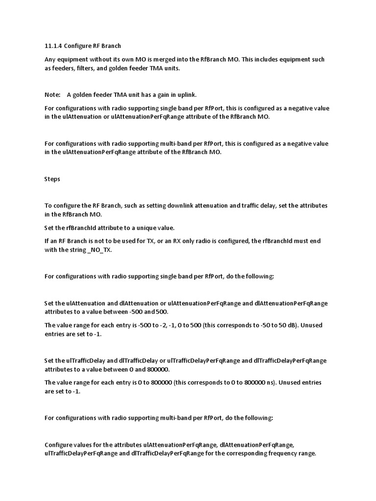 Configure RF Branch Settings Guide | PDF