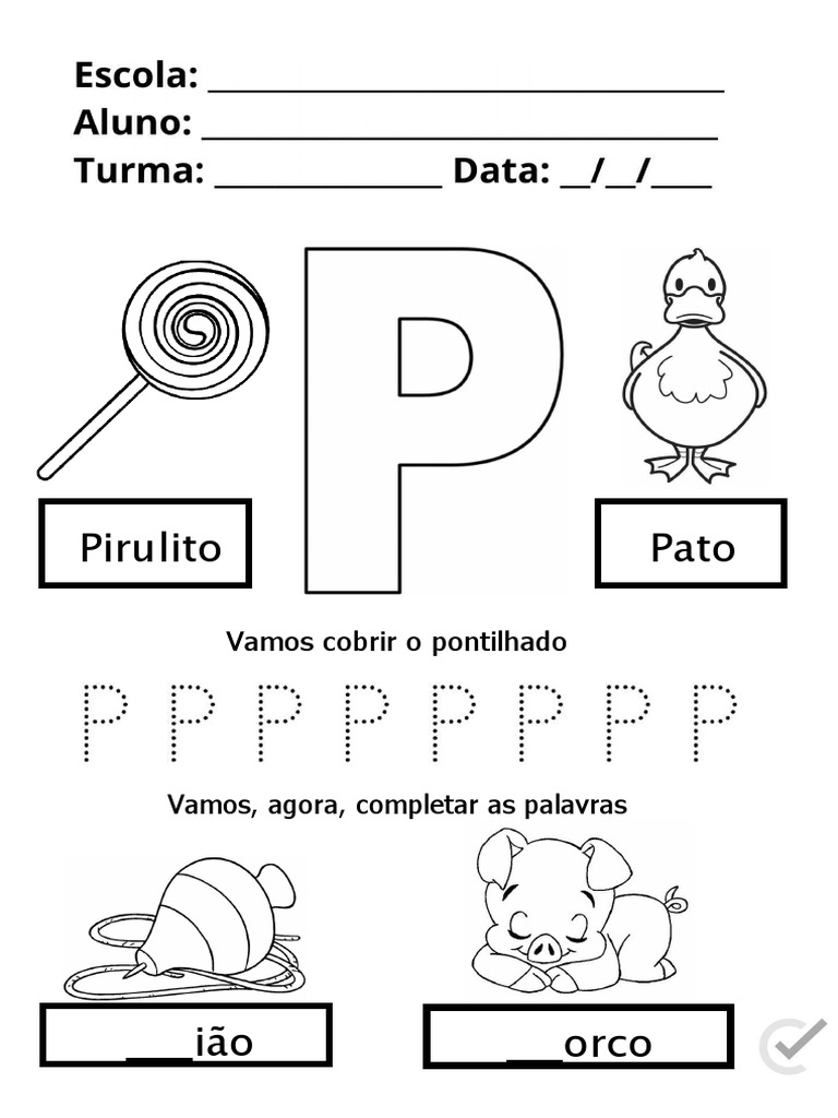 Atividades de Alfabetizacao Letra P 33 | PDF