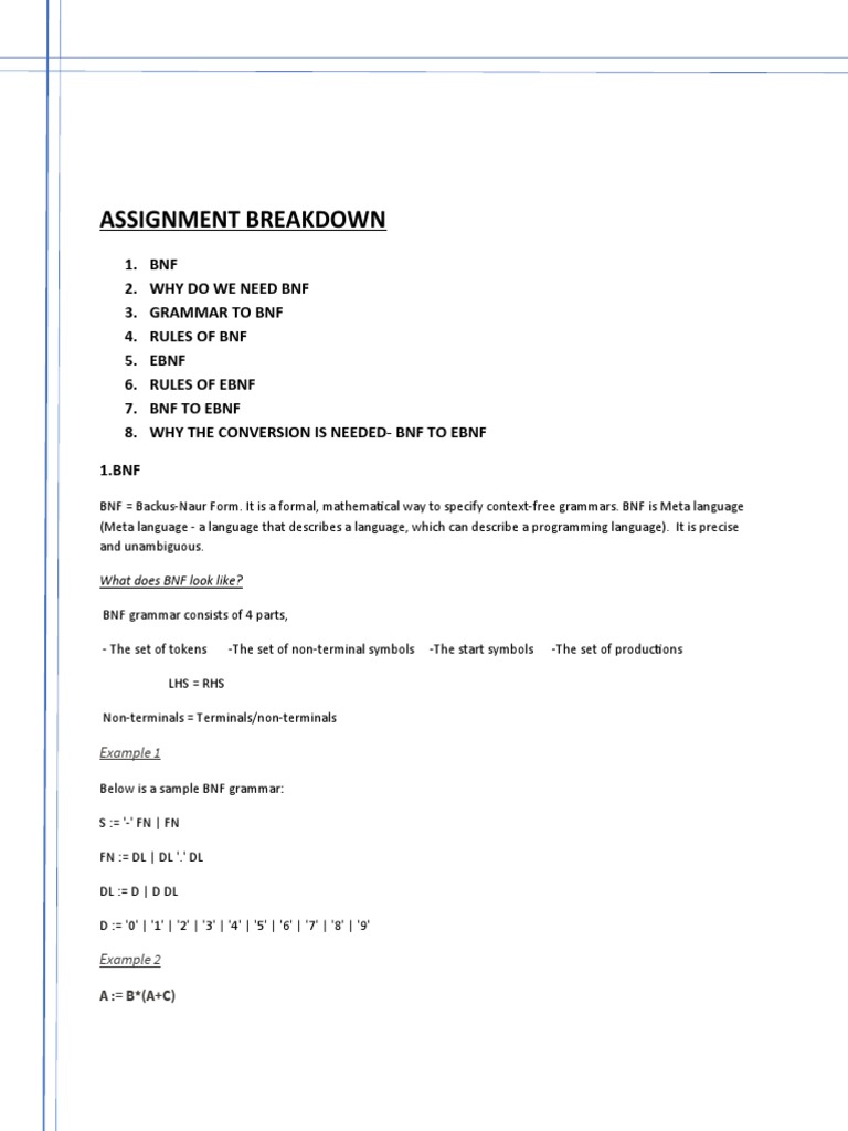 An Introduction to Backus-Naur Form (BNF) and Extended Backus-Naur Form ...