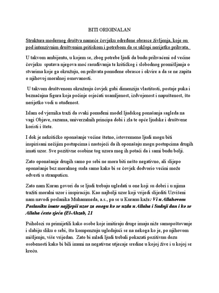 Biti Originalan | PDF