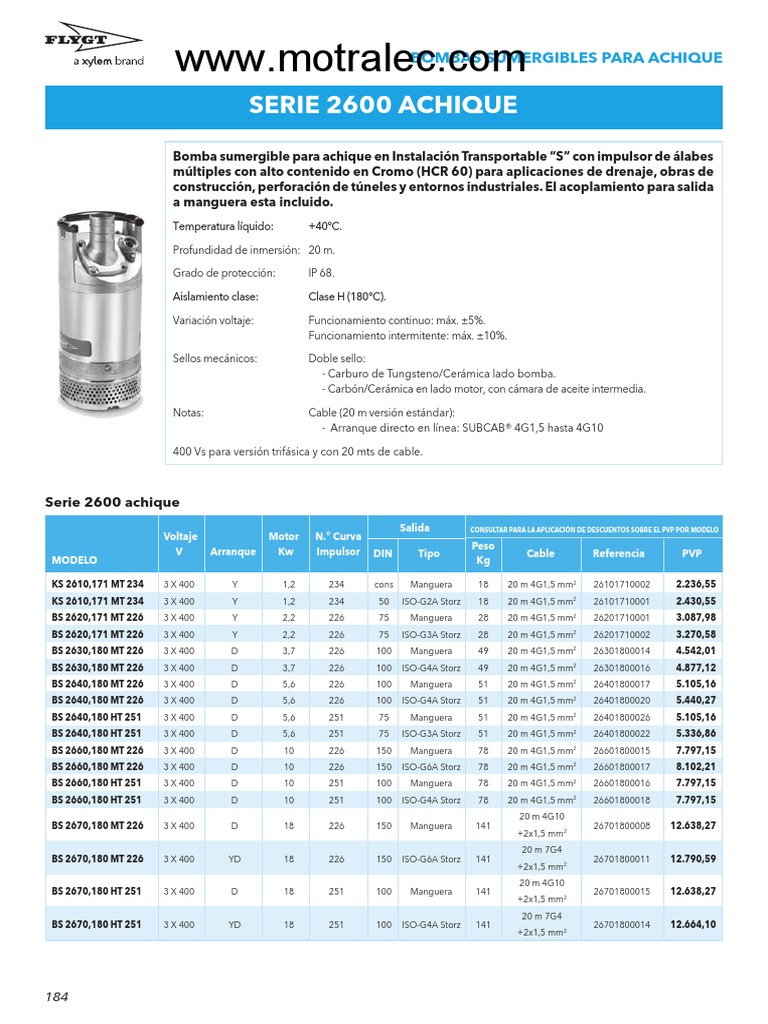 Flygt 2600 Espagnol | PDF | Materiales | Ciencias fisicas