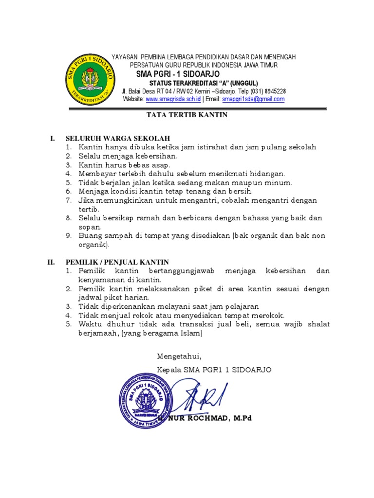 Tata Tertib Kantin | PDF