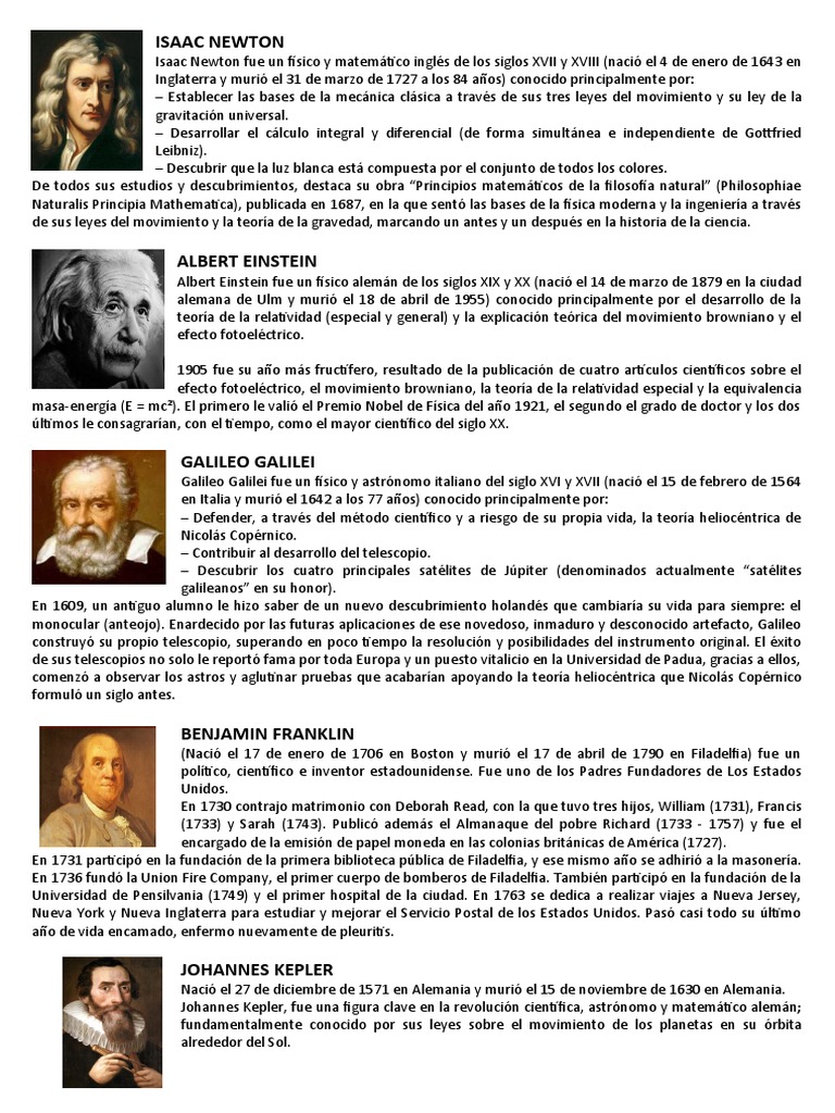 Biografías de Científicos Famosos | PDF | Física | Albert Einstein