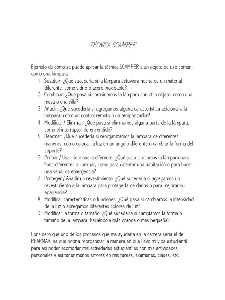 TÉCNICA SCAMPER | PDF