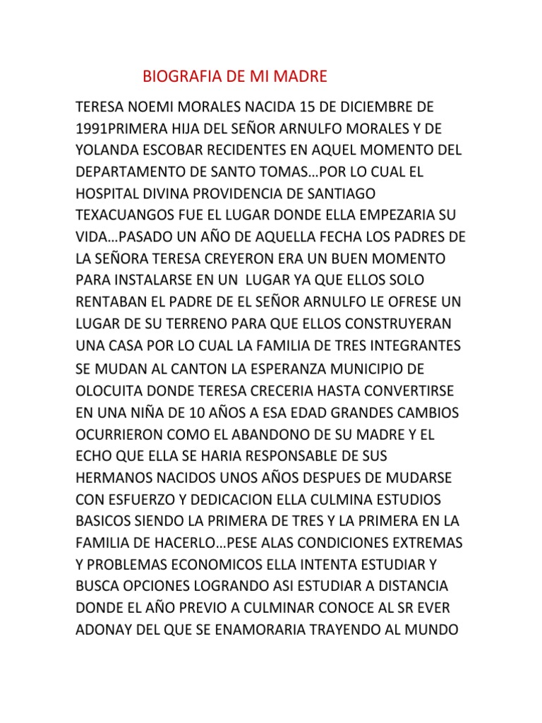 Biografia de Mi Madre | PDF