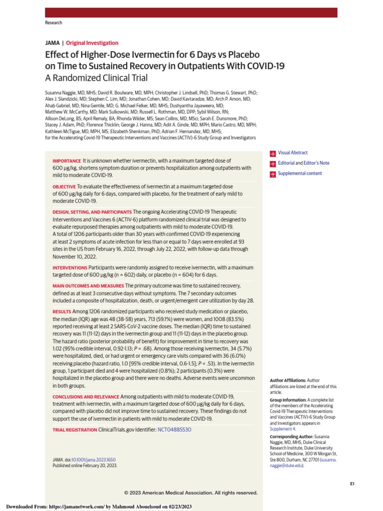 Jama Naggie 2023 Oi 230017 1676655303.18801 | PDF | Clinical Trial ...