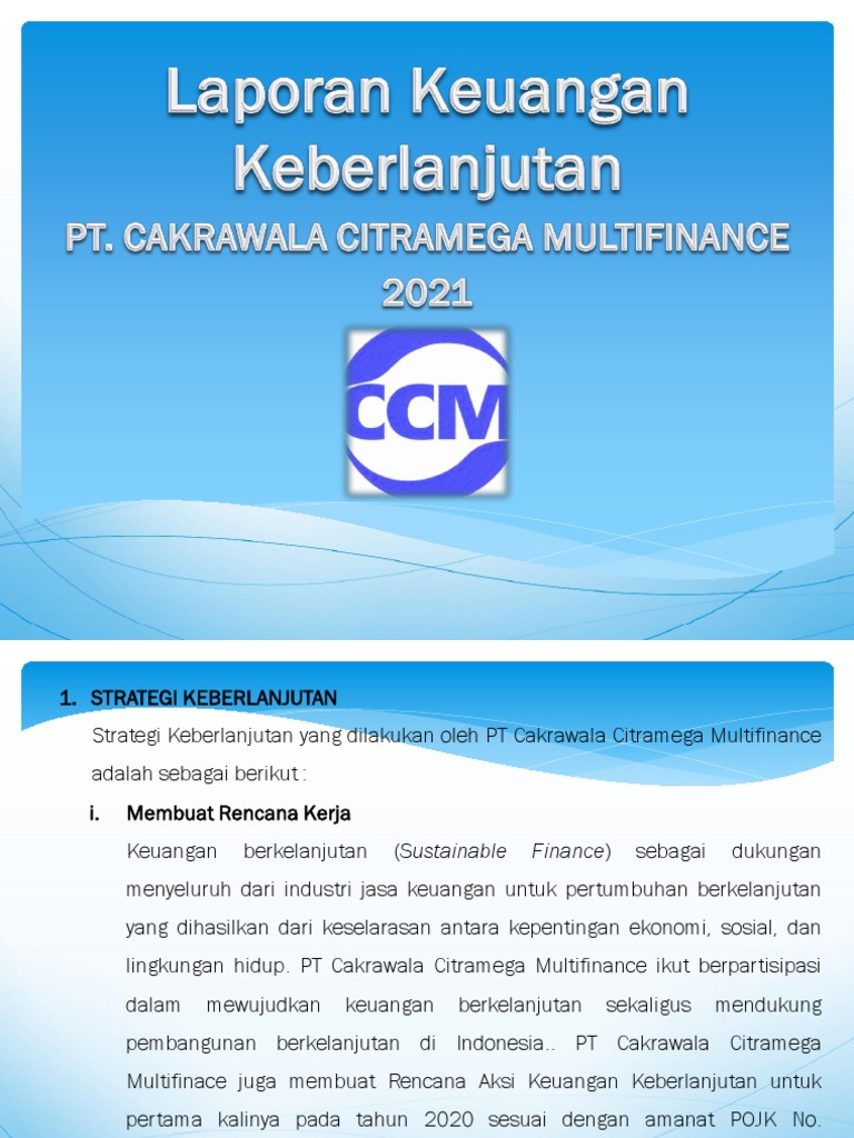 STRATEGI KEBERLANJUTAN PT CCM | PDF
