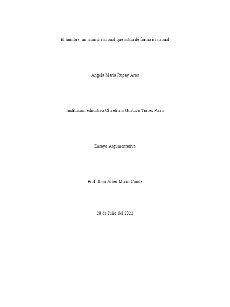 El Hombre Como Animal Racional | PDF | Racionalidad | Homo Sapiens