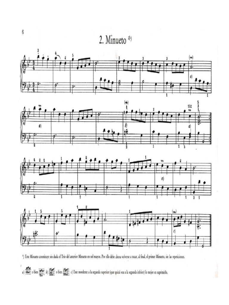 Partitura Minueto Bach | PDF