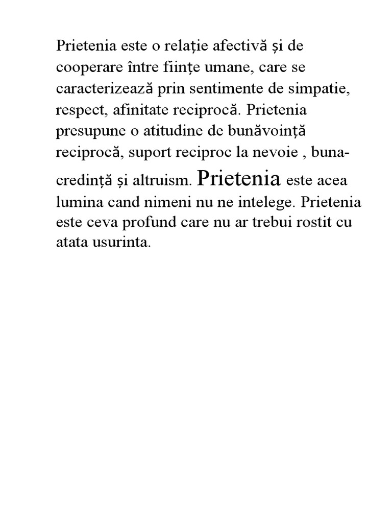 Definitia Prieteniei | PDF