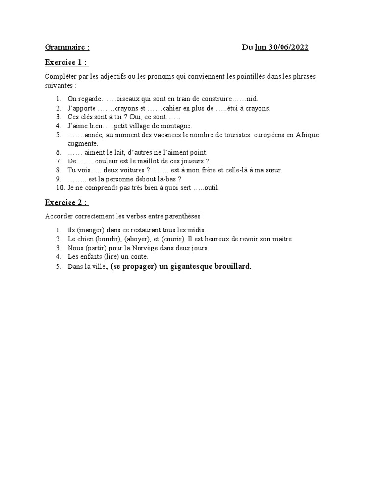 Exercices Séance 1 | PDF | Arts du langage et discipline