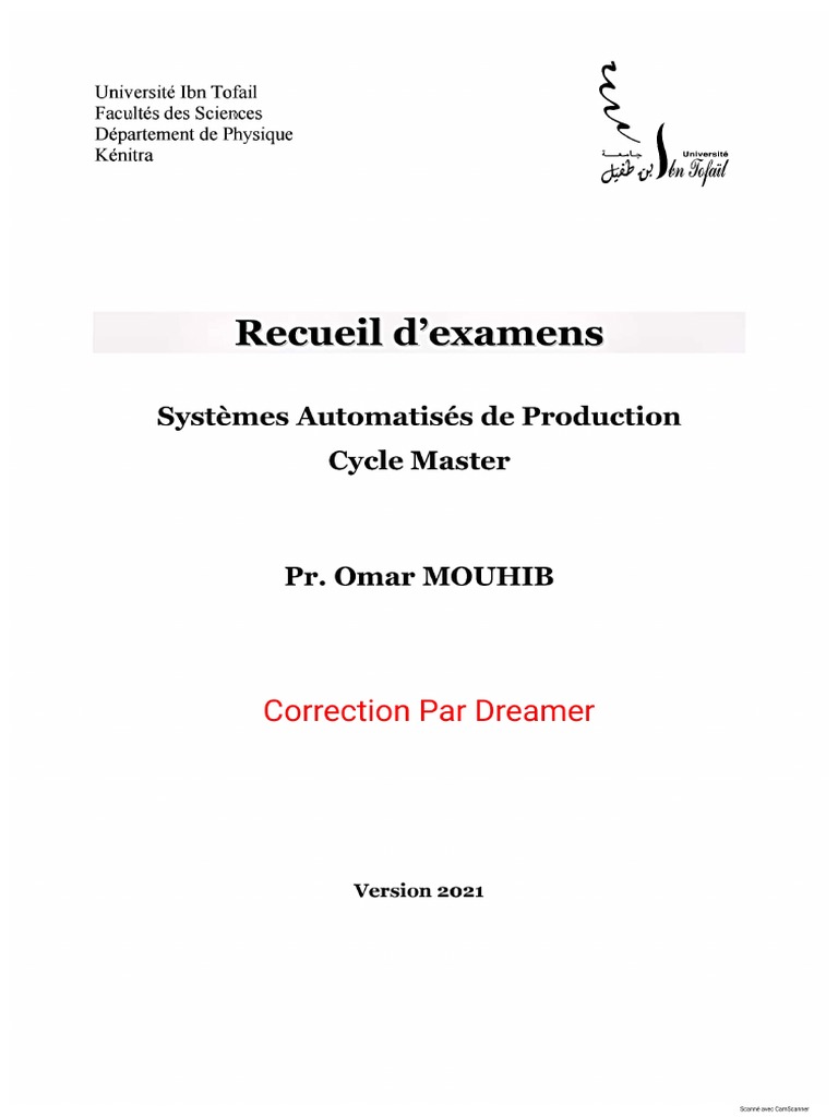 Correction (6 Examens) de Recueil Examen SAP Pr. Mouhib | PDF